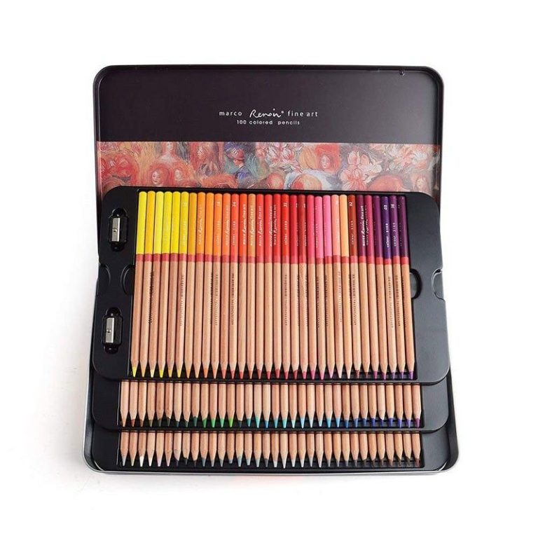 Creioane colorate 100 buc/set Renoir Marco in cutie metalica - Papiro