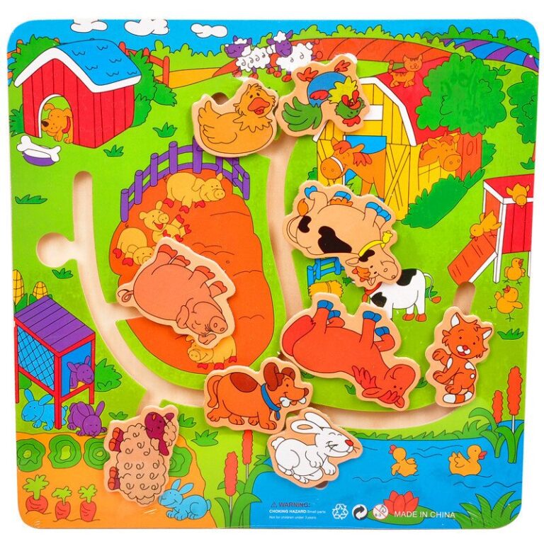 Puzzle labirint din lemn animale domestice N3 - Papiro